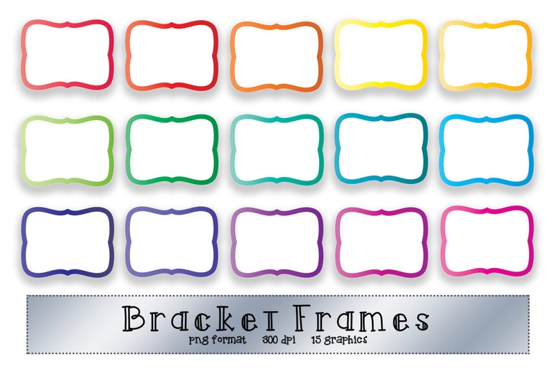 Bright Color Bracket Frames - 15 Color Frames - Digital Scrapbooking ...