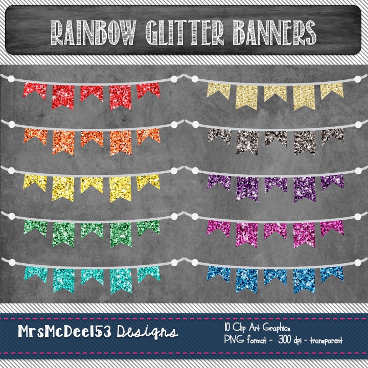 Digital Bunting Clipart Commercial Use Clip Art Graphics Rainbow ...