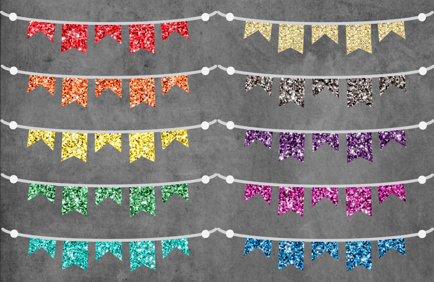 Digital Bunting Clipart Commercial Use Clip Art Graphics Rainbow ...