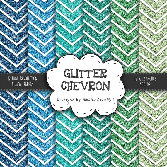 Green Glitter Chevron