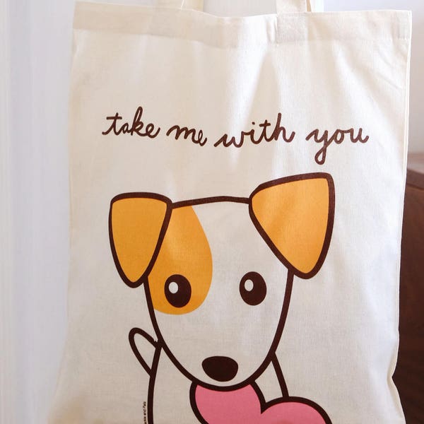 Canvas Tote Bag, Pet Tote Bag, Dog Tote Bag, Jack Russell Terrier, JRT ...