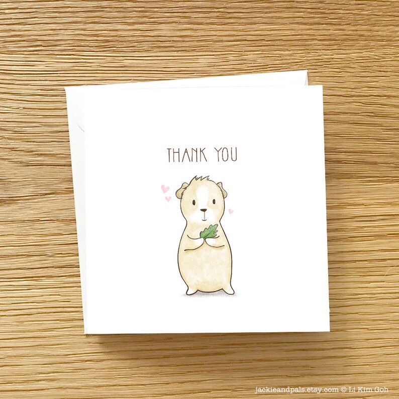 Thank You Card Cute Guinea Pig Thank You Card, Lettuce Be Friends ...