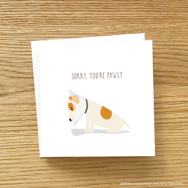 Dog Get Well Soon Card Handmade Funny Get Well Soon Card, Jack Russell ...