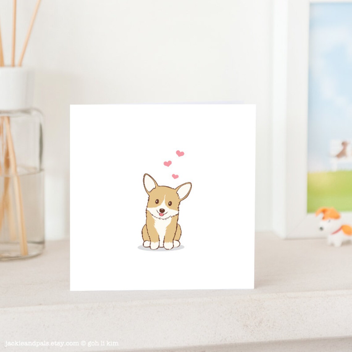 Dog Greeting Cards Cute Corgi With Love, Corgi Love Card, Corgi ...