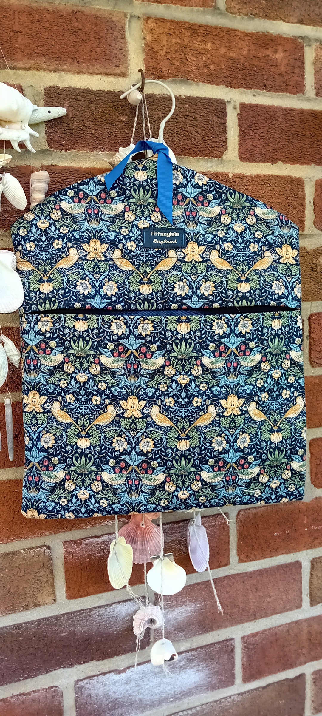 William Morris Strawberry Thief Peg Bag – Dark Blue Lined, Rose Gold ...