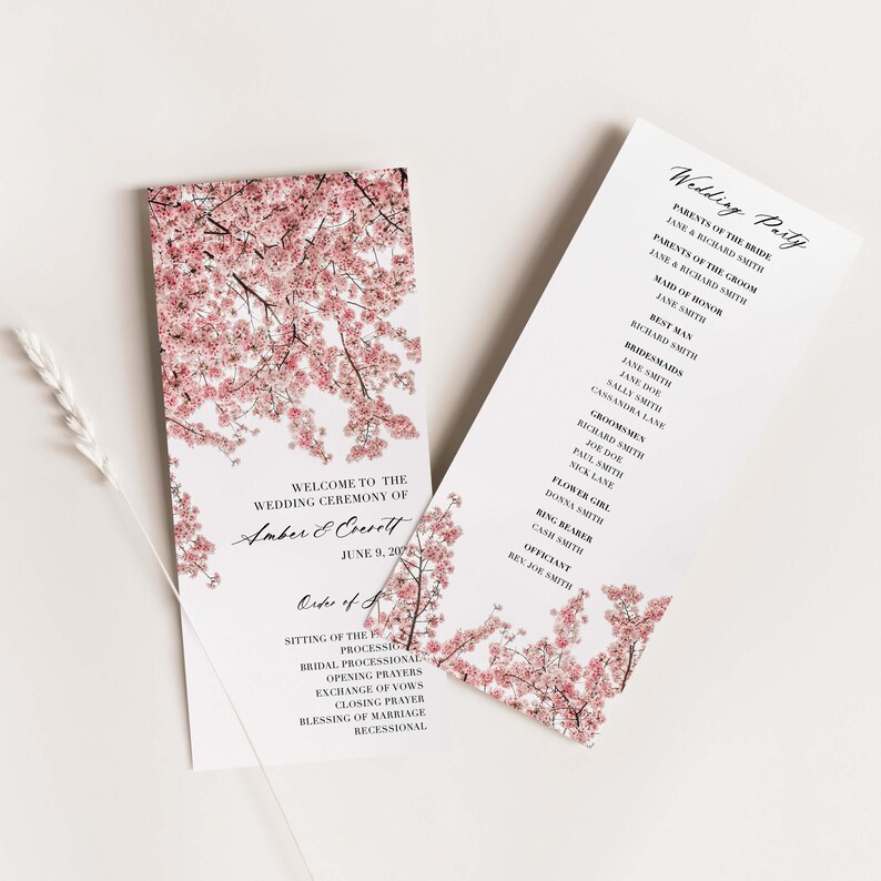 Cherry Blossom Ceremony Program Wedding Programs Cherry Blossom Wedding ...