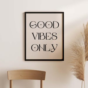 Good Vibes Only Art Print | Inspirational Wall Decor | Minimalist Wall ...