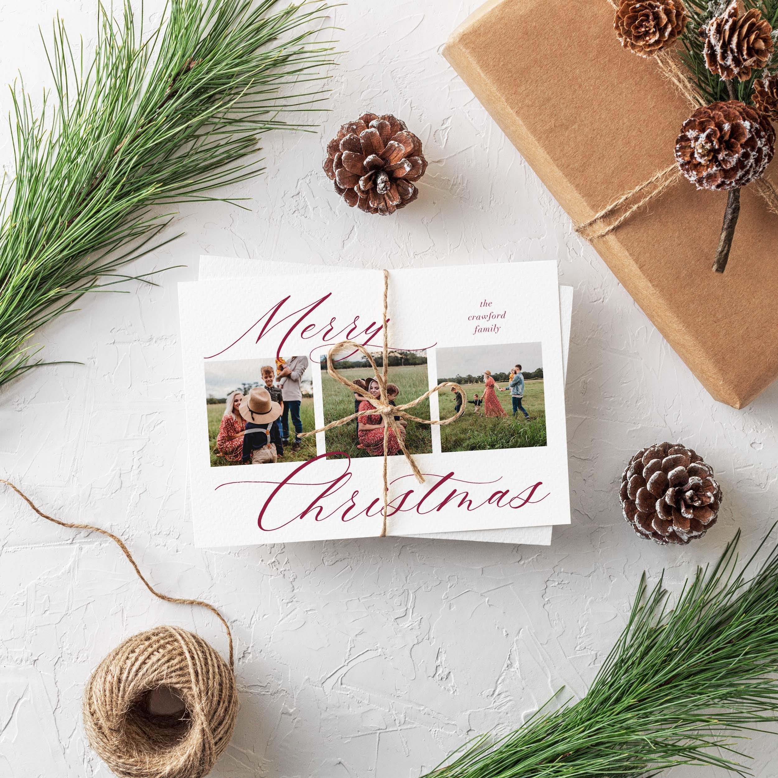 Three Photo Holiday Card | Custom Photo Christmas Card | Personalized ...