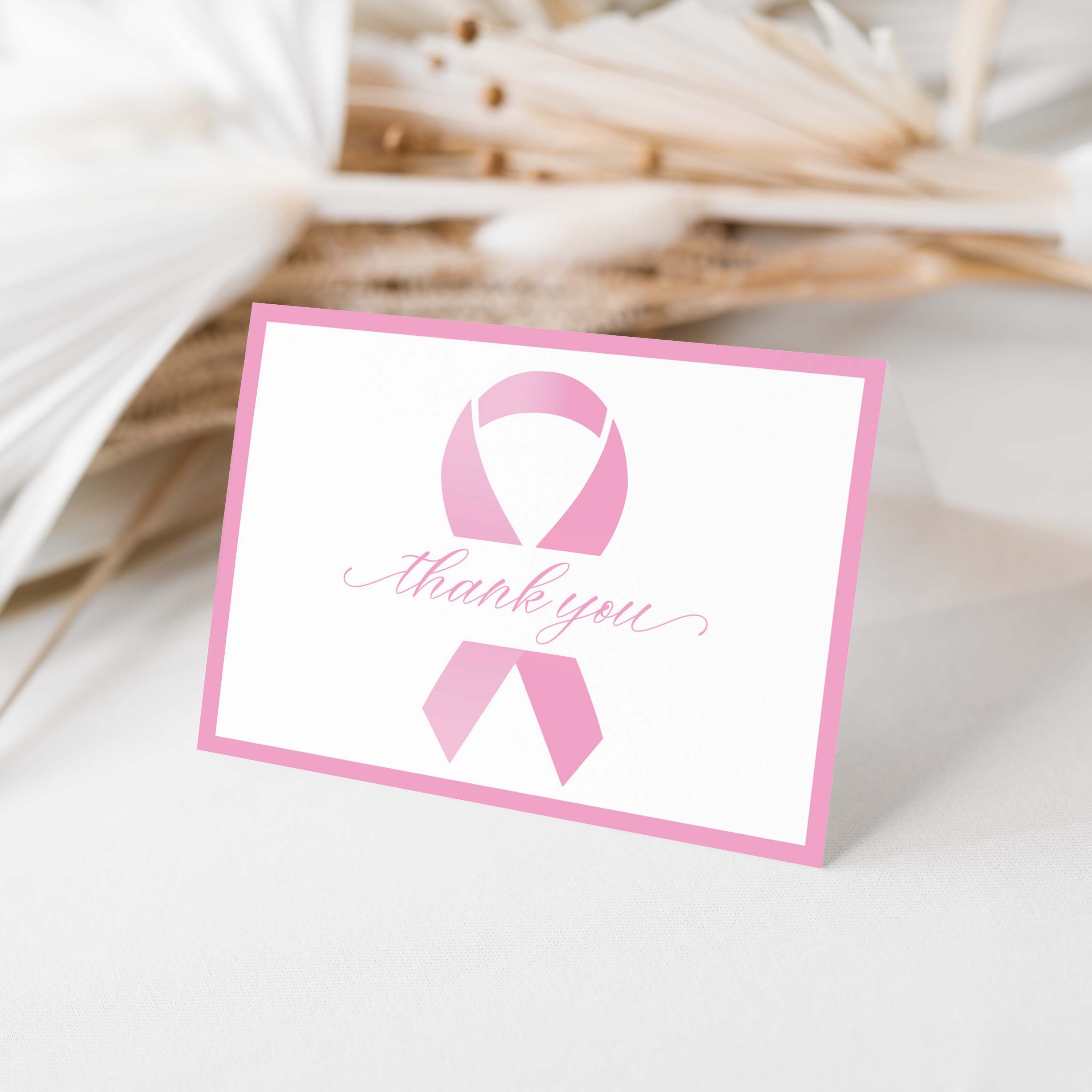 Pink Ribbon Thank You Card Sets Breast Cancer Awareness - Etsy