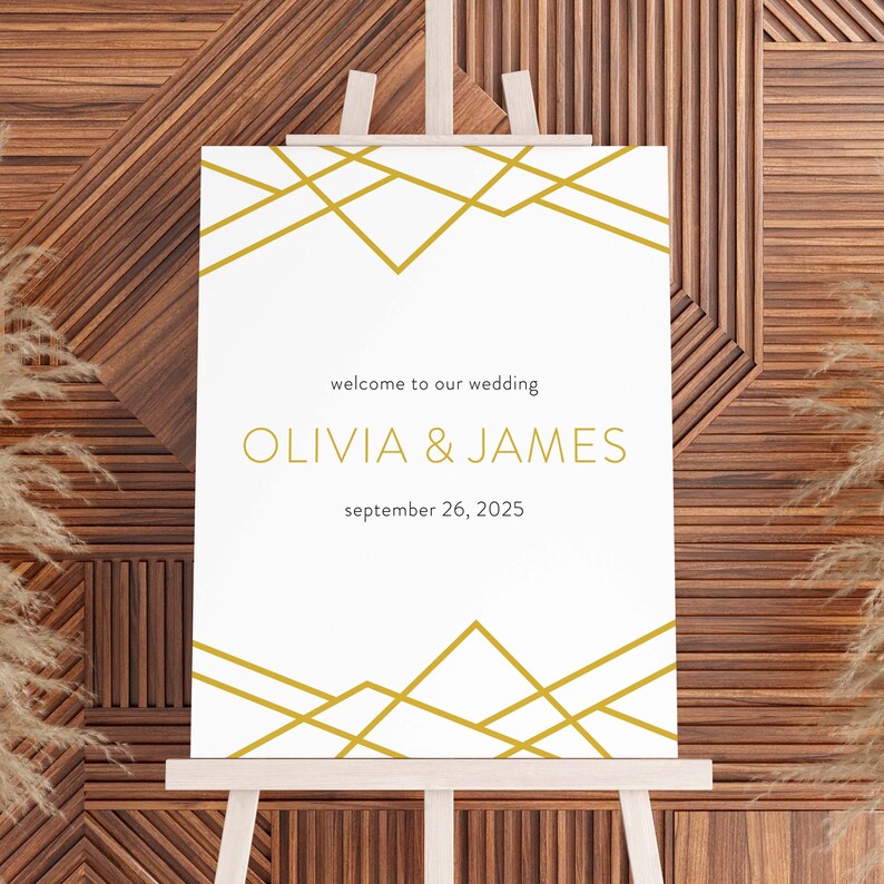 Printable Art Deco Wedding Sign Geometric Welcome Sign - Etsy