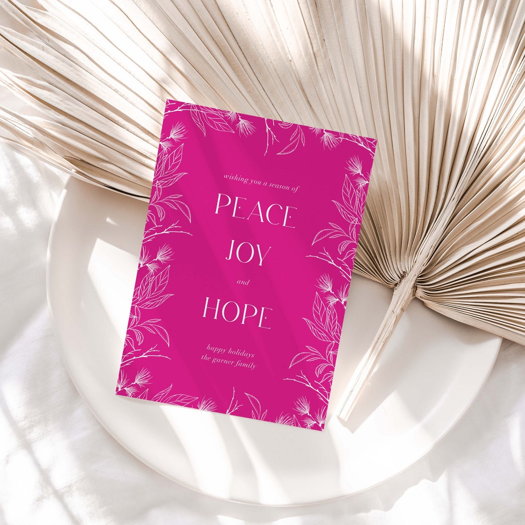 Printable Personalized Christmas Cards Hot Pink Christmas Etsy