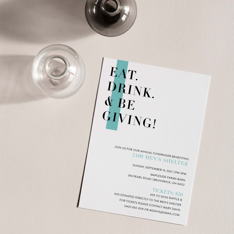Fundraiser Party Invitations Gala Invitations Charity Event Eat, Drink ...