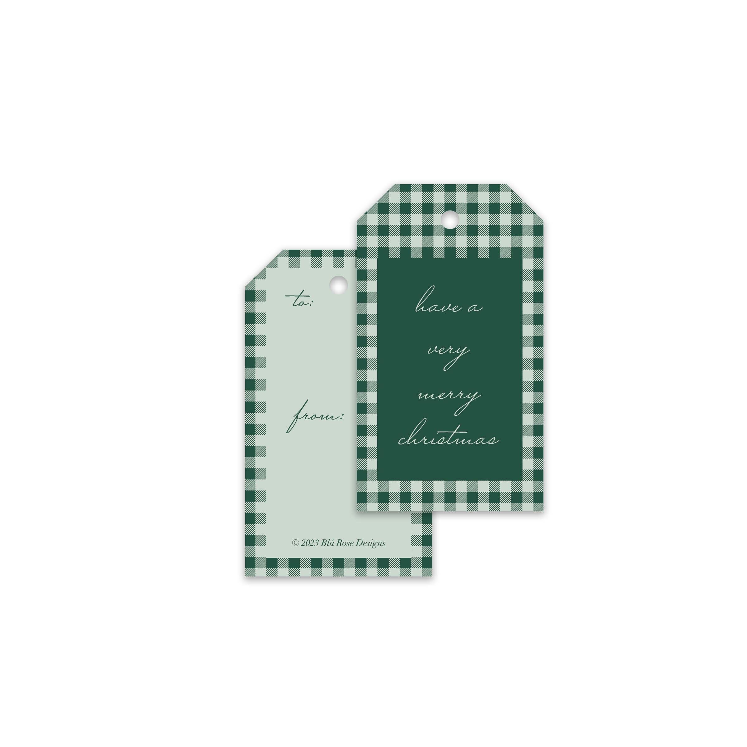 Green Plaid Christmas Gift Tags | Vintage Holiday Tags - Etsy
