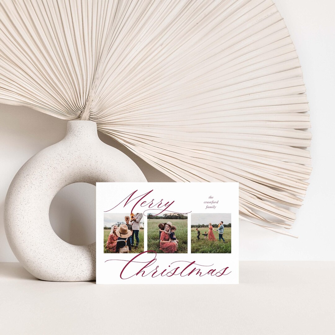 Three Photo Holiday Card | Custom Photo Christmas Card | Personalized ...