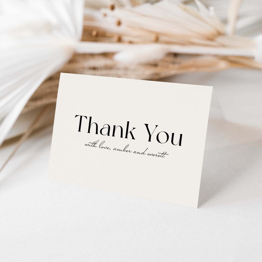 Simple Neutral Thank You Cards | Personalized Folded Thank You Cards ...