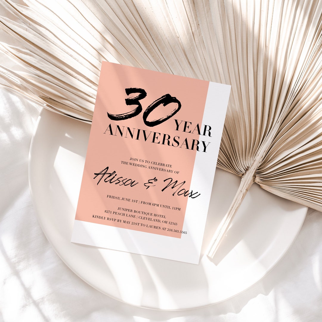 Wedding Anniversary Party Invitation Color Block Job Anniversary Modern ...