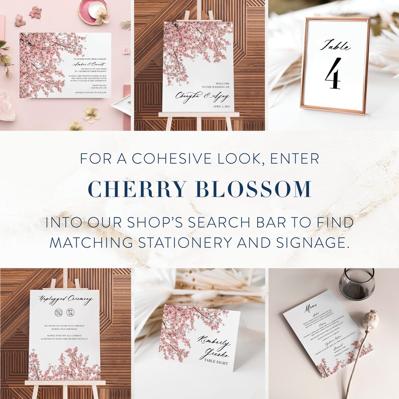 Cherry Blossom Ceremony Program Wedding Programs Cherry Blossom Wedding Wedding Stationery ...