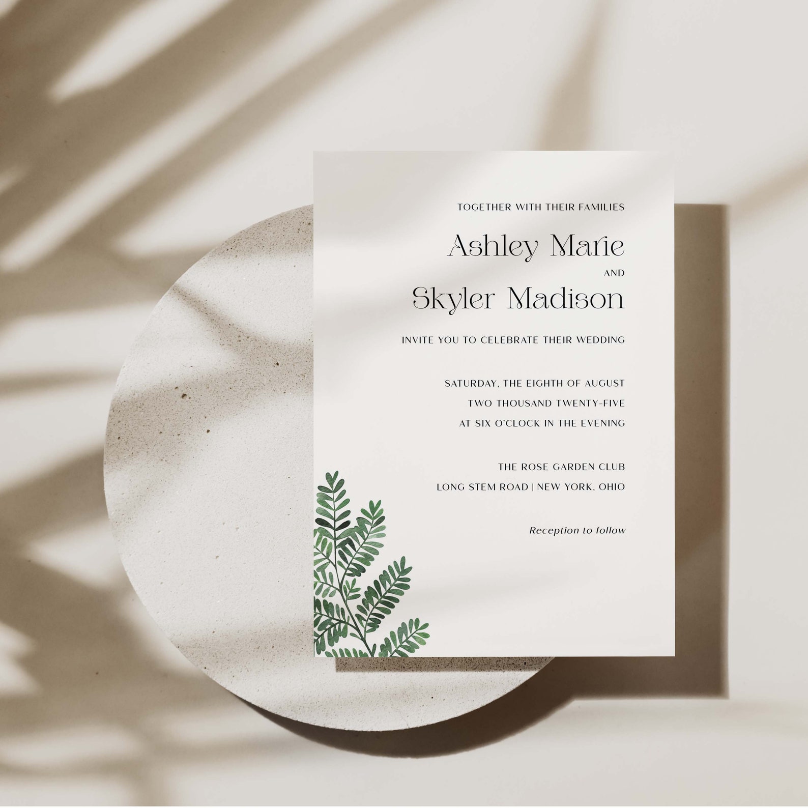 Watercolor Fern Wedding Invitation Set | Elegant Greenery Invite - Etsy