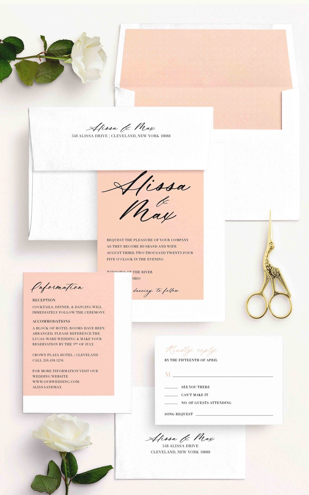 Color Block + Geometric Wedding Invitation Set | Modern Wedding Invite ...