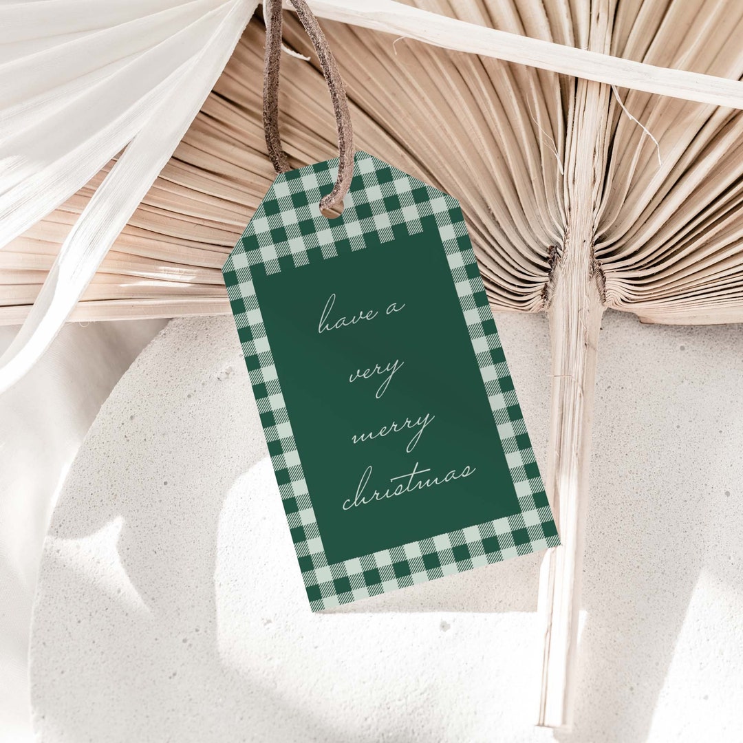 Gift Tags Green Plaid Holiday Gift Tags Vintage Christmas Gift Tags ...