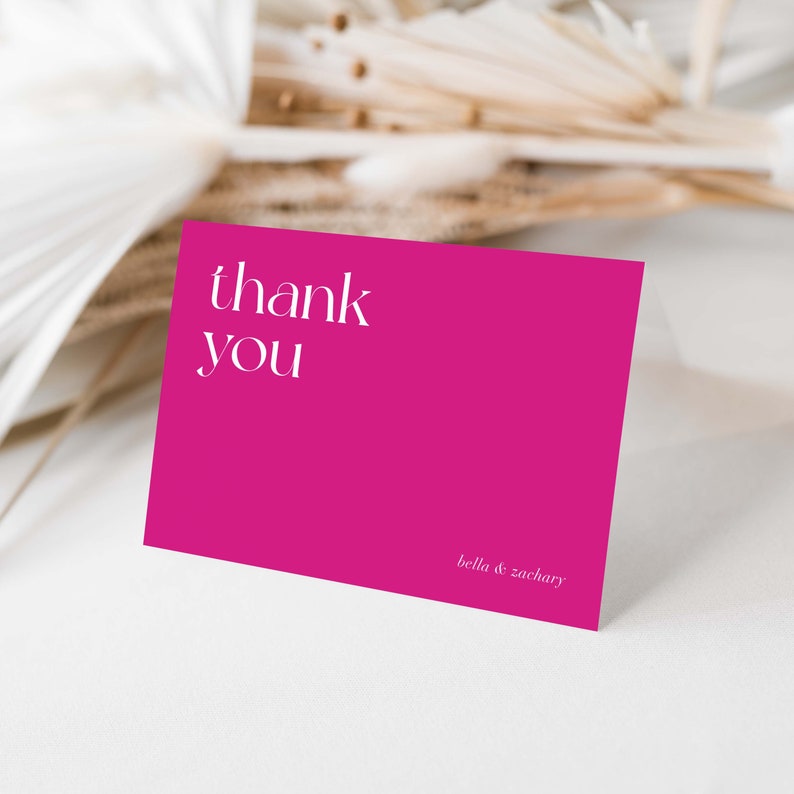 Thank You Card Personalized W/ Names | Bold Wedding Thank You Note ...