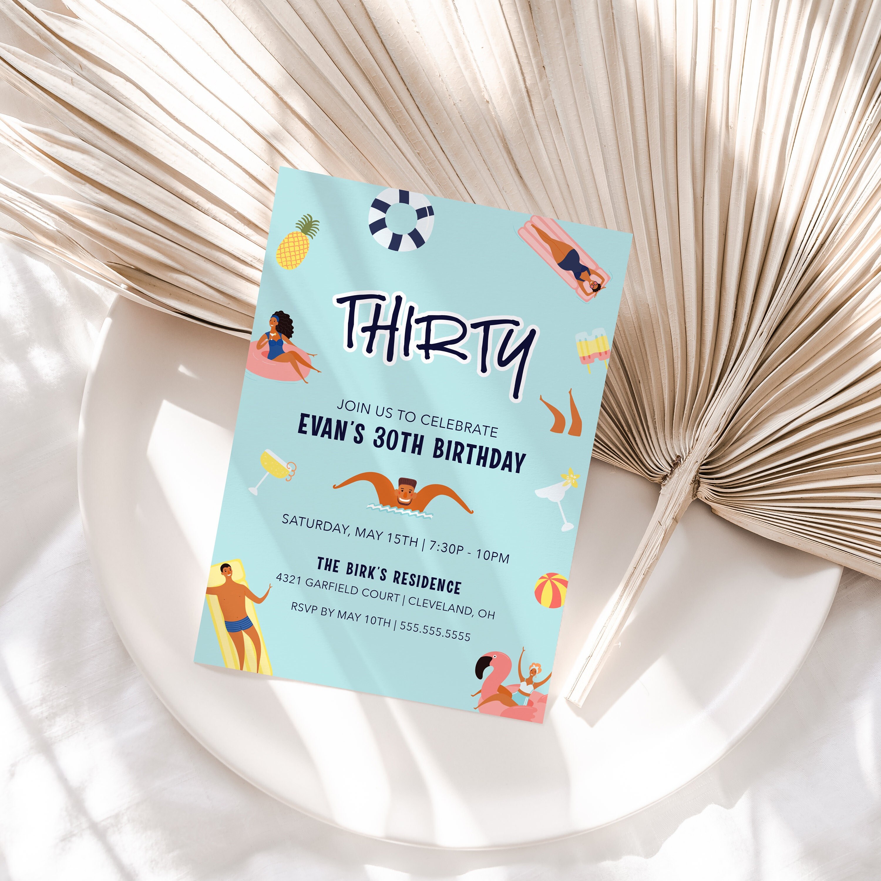 Pool Birthday Party Invitation Summer Party Invite Fun Birthday Invite ...