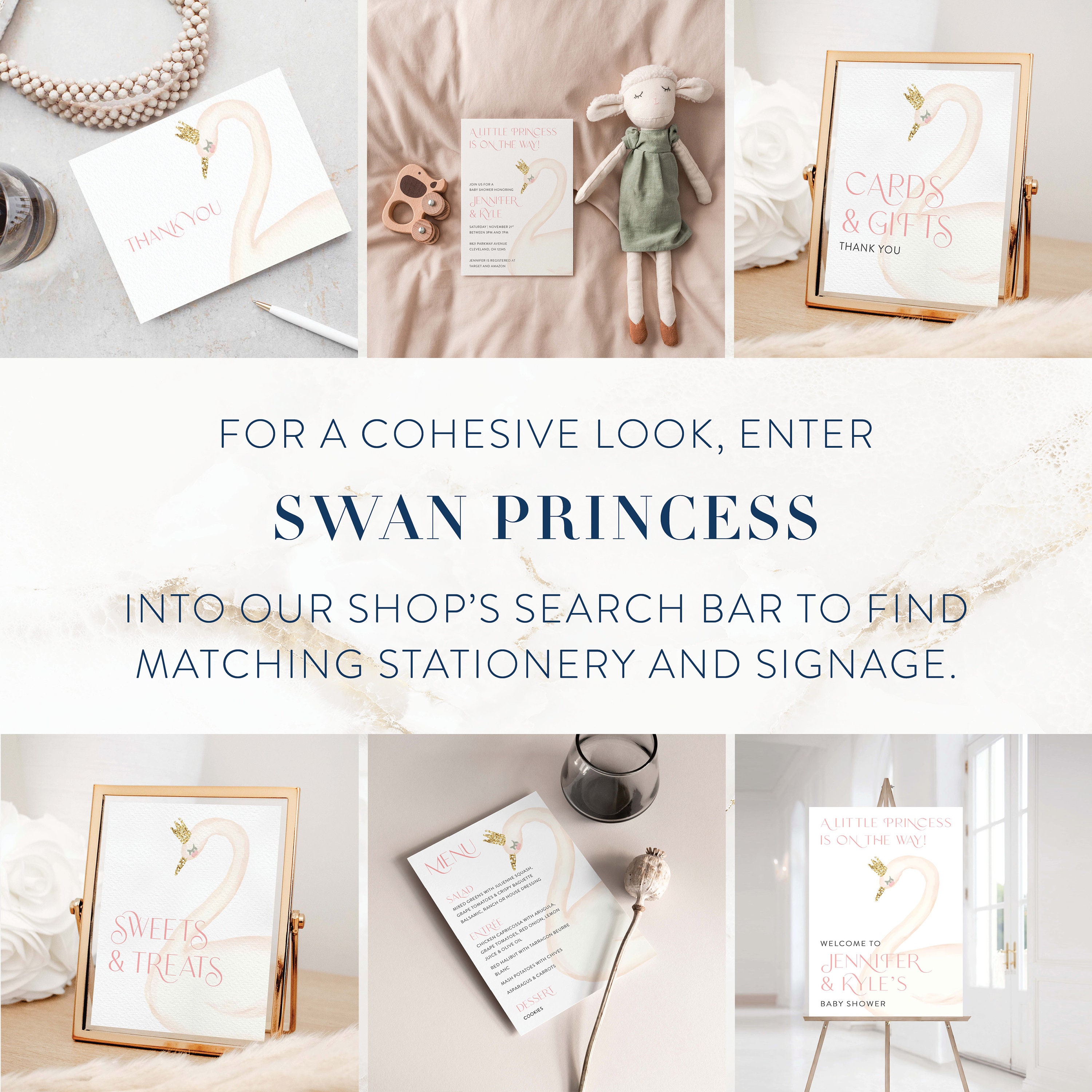 Swan Princess Baby Shower Welcome Sign Swan Princess Party Swan Party ...