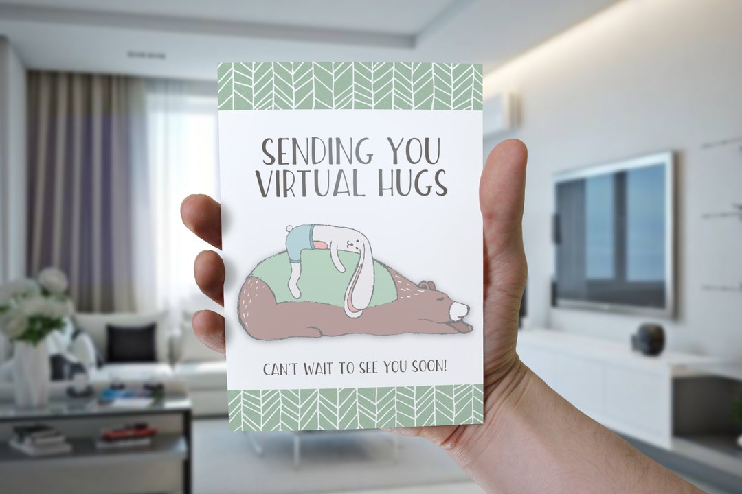 Virtual Hugs Love Card, Quarantine Isolation Pandemic Card, Social ...