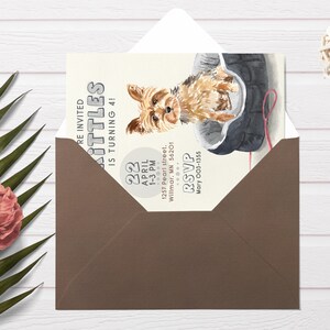 Yorkshire Terrier Birthday Invitation Watercolor Card, Yorkie Gift Art ...