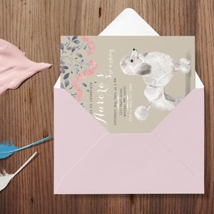 Poodle Dog Birthday Party Invitation Card, Poodle Watercolor Art ...