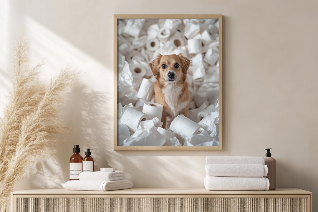 Dog Bathroom Art, Funny Bathroom Poster, Custom Pet Portrait, Dog Mom ...