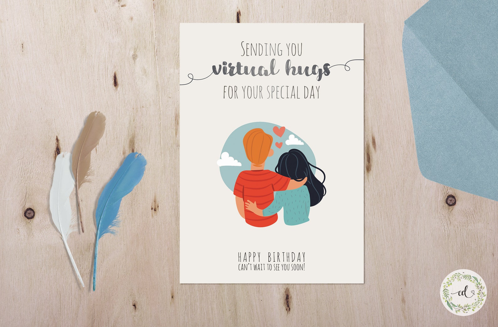 Covid Quarantine Birthday Card Happy Birthday Virtual Hugs - Etsy