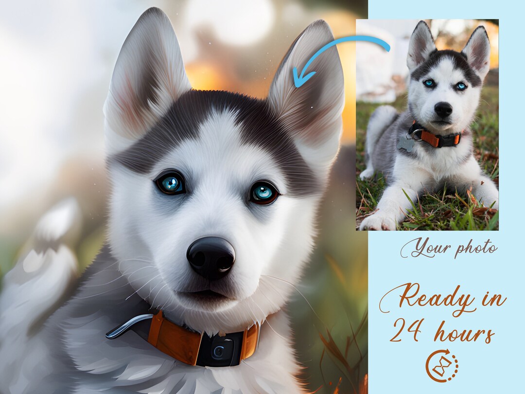 Pixar Dog Art, Husky Mom Gifts, Custom Dog Cartoon Portrait From Photo ...