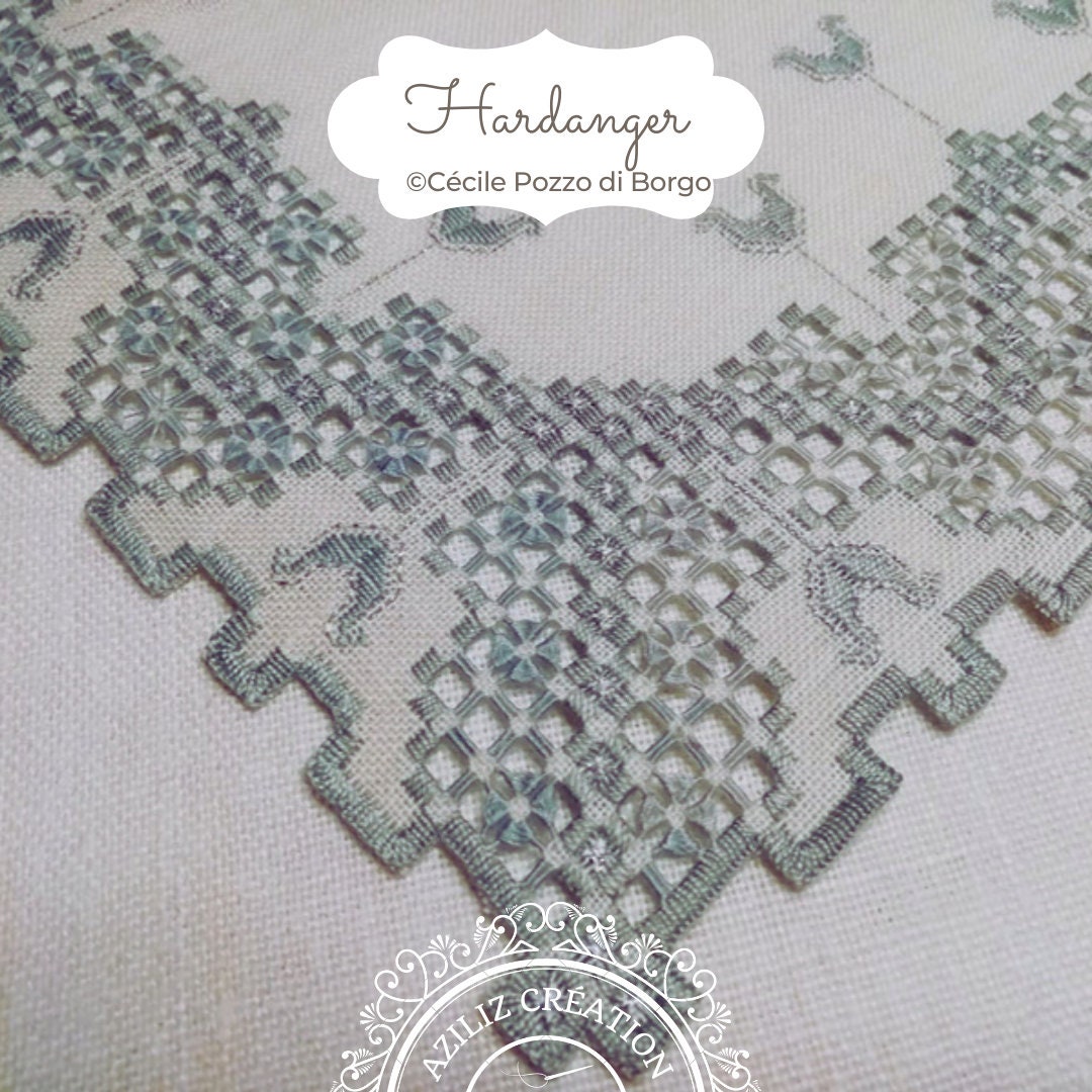 Antique Tablecloth 1 Angle and Frieze Hardanger Embroidery Pattern ...