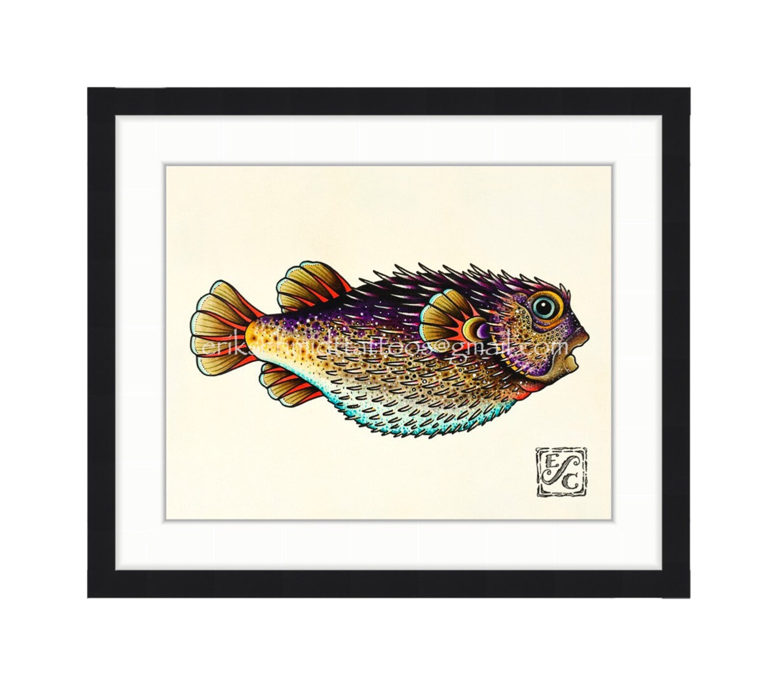 Puffer Fish/blowfish 11"x14" Giclee Print of A Watercolor Painting for ...
