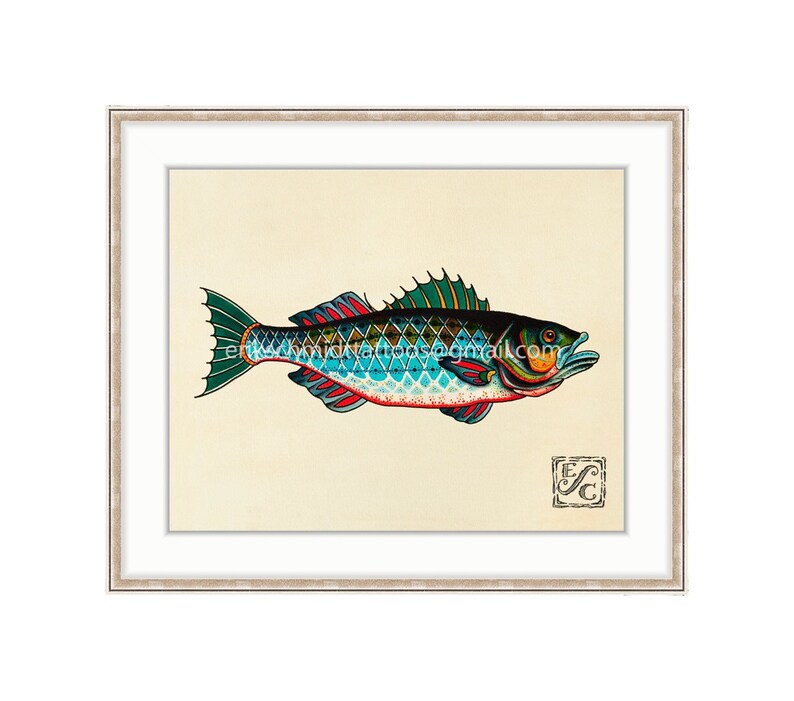 Striper Fish 11x14 Giclee Print of A Watercolor Painting for the ...