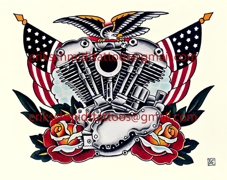 Harley Davidson Vintage Knucklehead 11x14 Giclee Print. Motorcycle ...