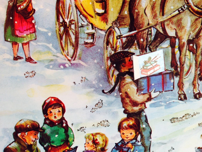 Vintage German Christmas Advent Calendar (#2): Glitter Holiday Scene - Etsy