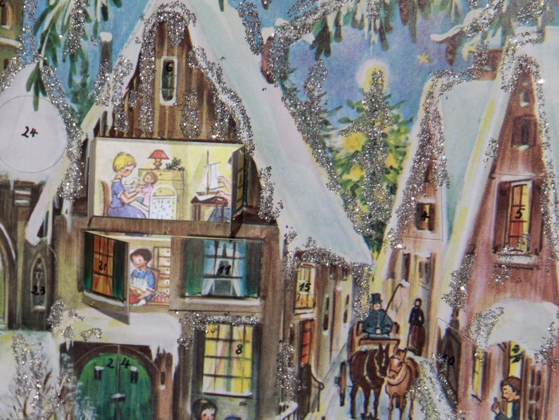 Vintage German Advent Calendar (#1): Glitter Christmas Decor - Etsy