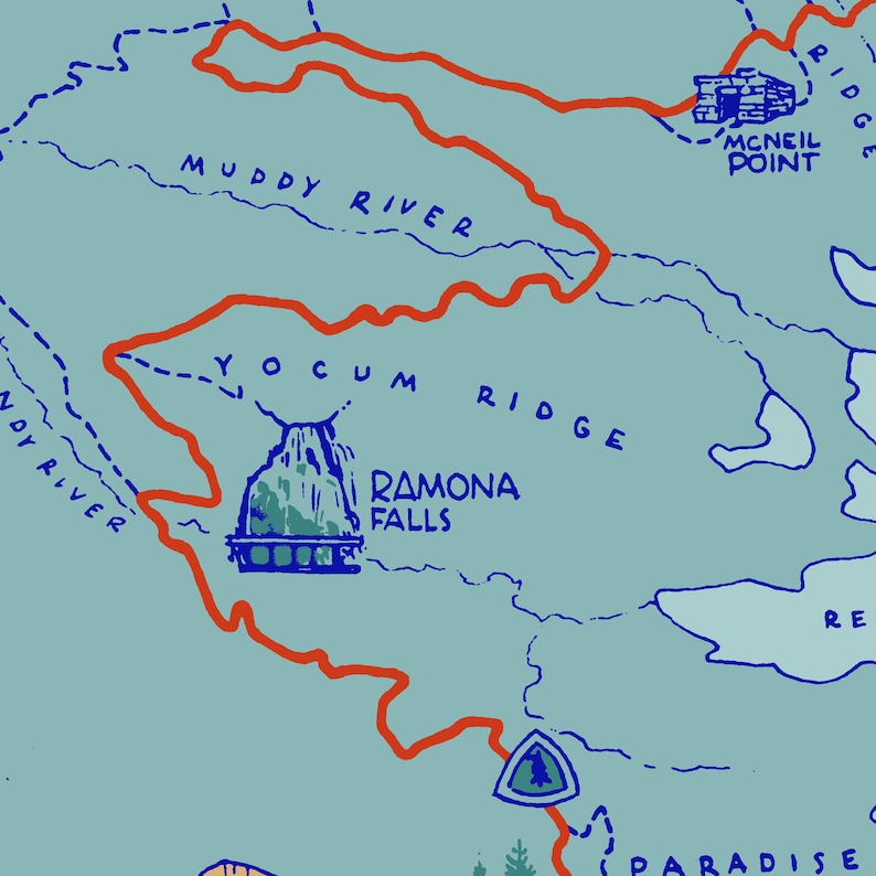 TIMBERLINE TRAIL - Hand Drawn Map - Etsy