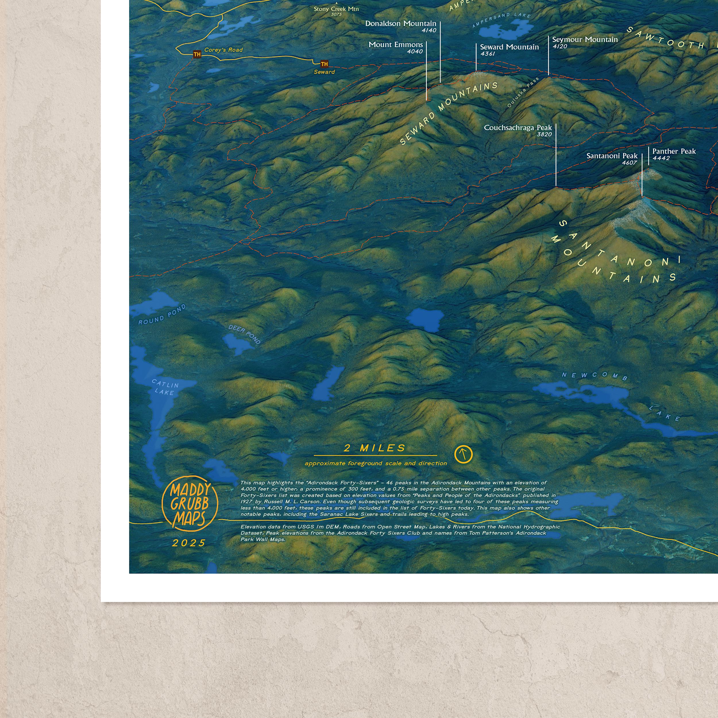 ADIRONDACK HIGHPEAKS - ADK 46er Hiking Map - Etsy