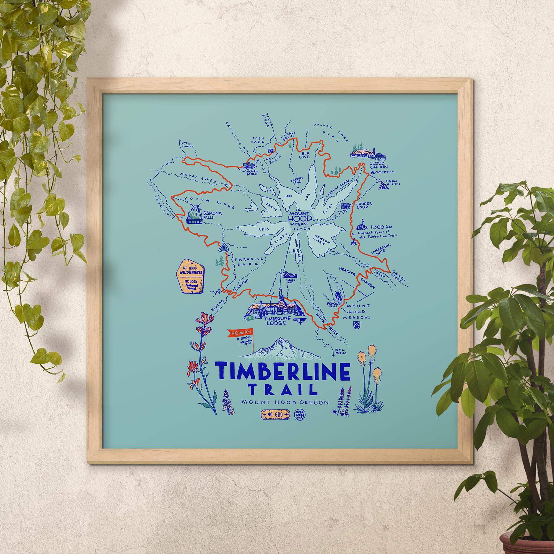TIMBERLINE TRAIL - Hand Drawn Map - Etsy