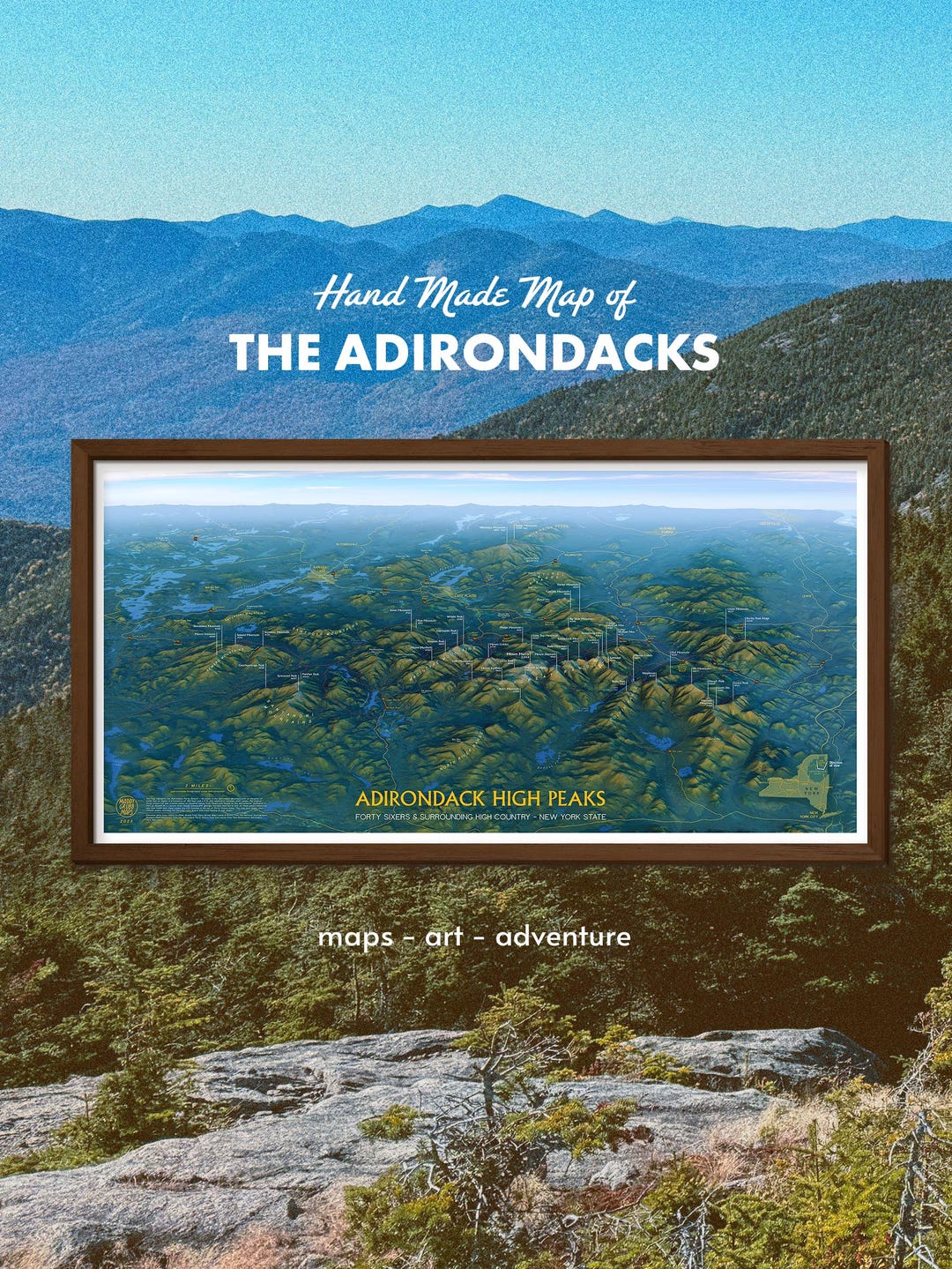 ADIRONDACK HIGHPEAKS - ADK 46er Hiking Map - Etsy