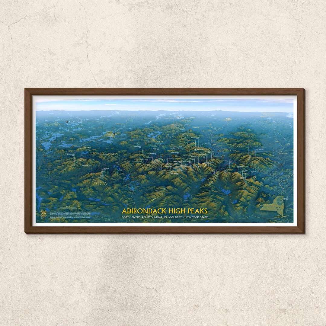 ADIRONDACK HIGHPEAKS - ADK 46er Hiking Map - Etsy