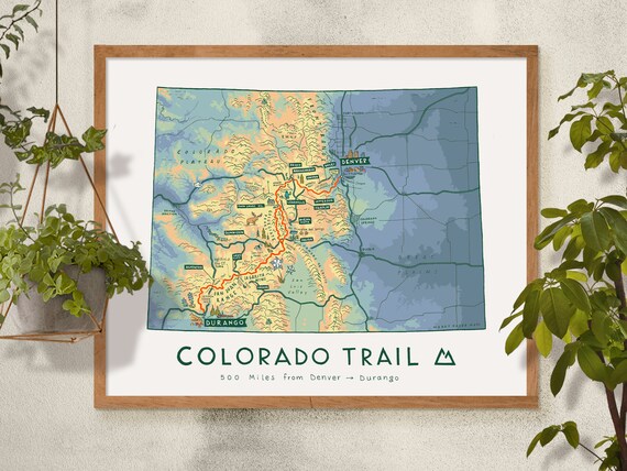 COLORADO TRAIL Hand Drawn Map | Etsy