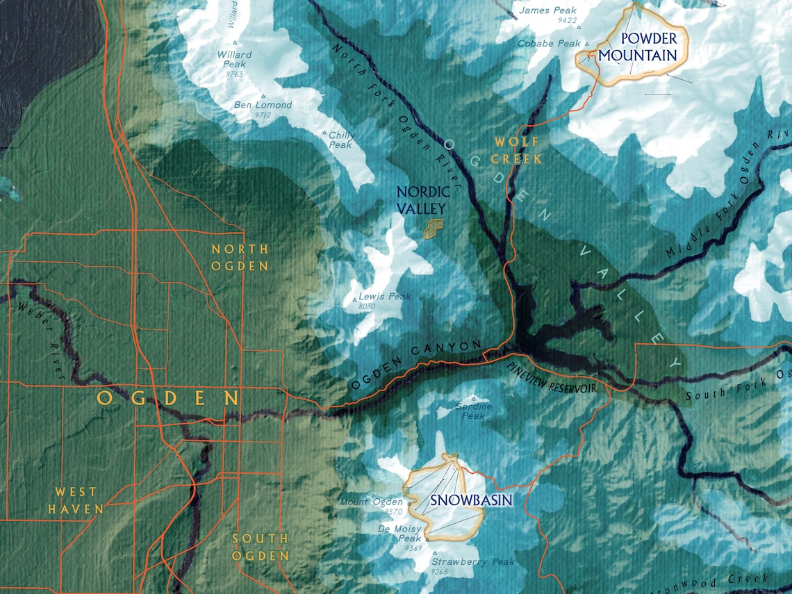 WASATCH MOUNTAINS Backcountry Winter Ski/snowboard Map: All - Etsy