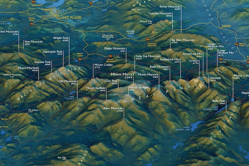 ADIRONDACK HIGHPEAKS - ADK 46er Hiking Map - Etsy