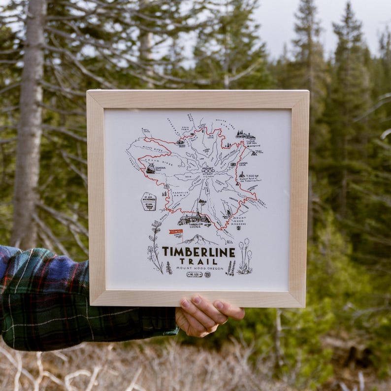 TIMBERLINE TRAIL - Hand Drawn Map - Etsy