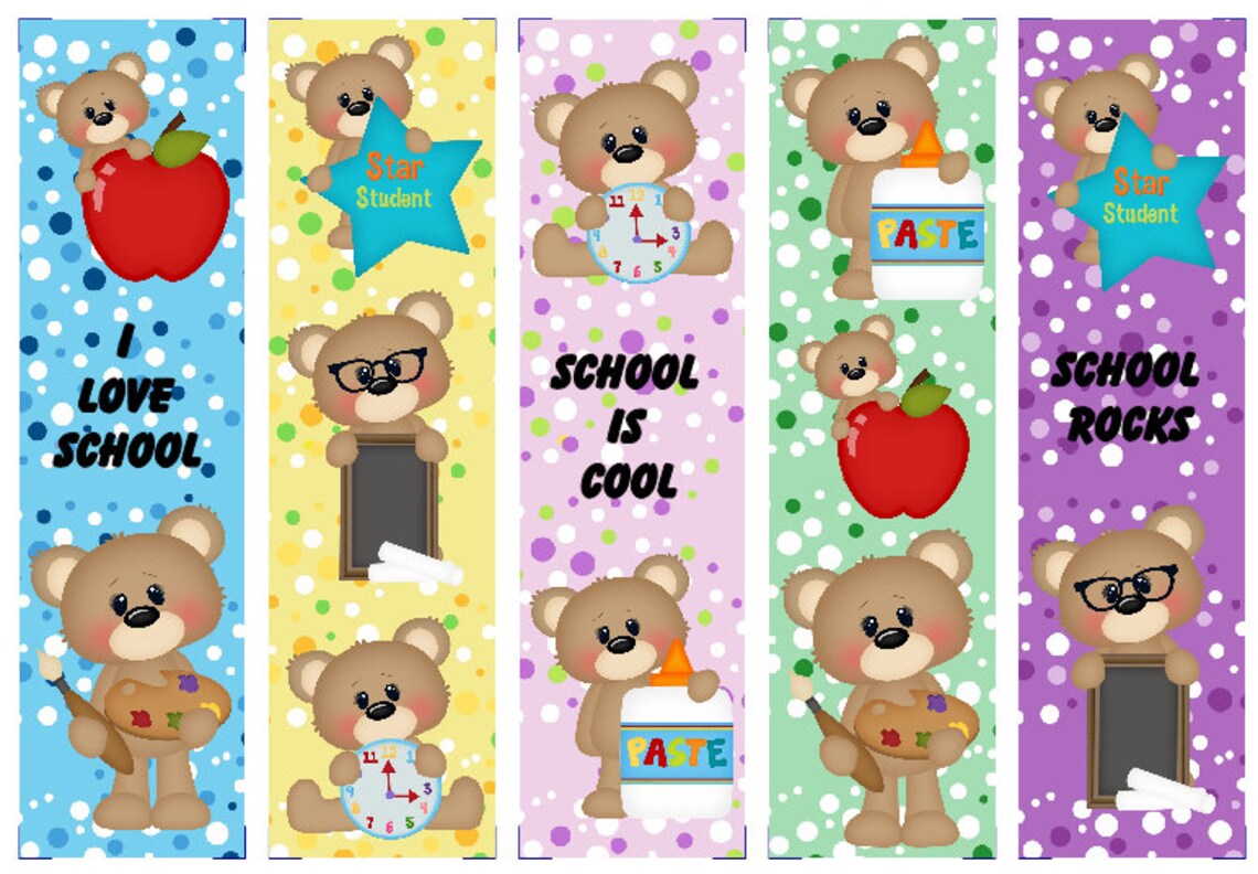 School is Fun Teddy Bear Book Marks - Etsy