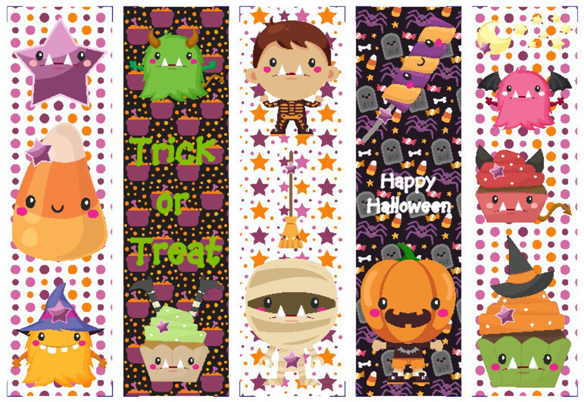 Halloween Kawaii Monsters Book Marks - Etsy